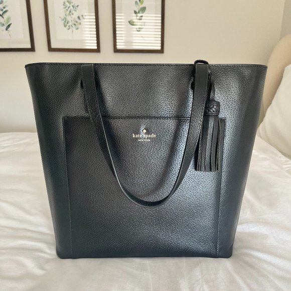 kate spade | Bags | Kate Spade Black Leather Large Tote | Poshmark